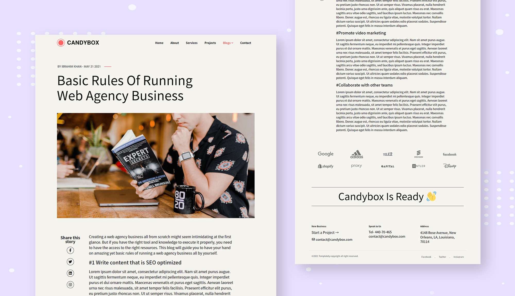Candybox - Advertising Agency Website Template Single Post Page ...