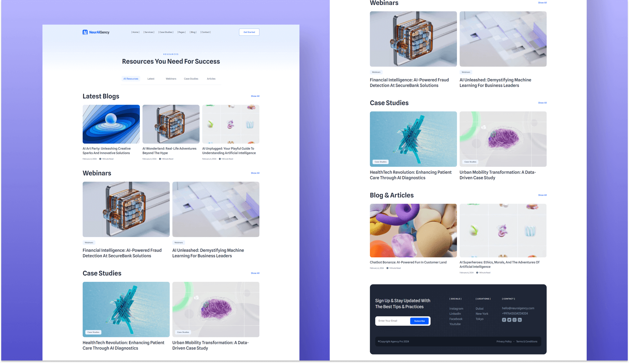 NeurAIGency - Artificial Neural Network AI / AI Startup Website Template Resource Page | Templately