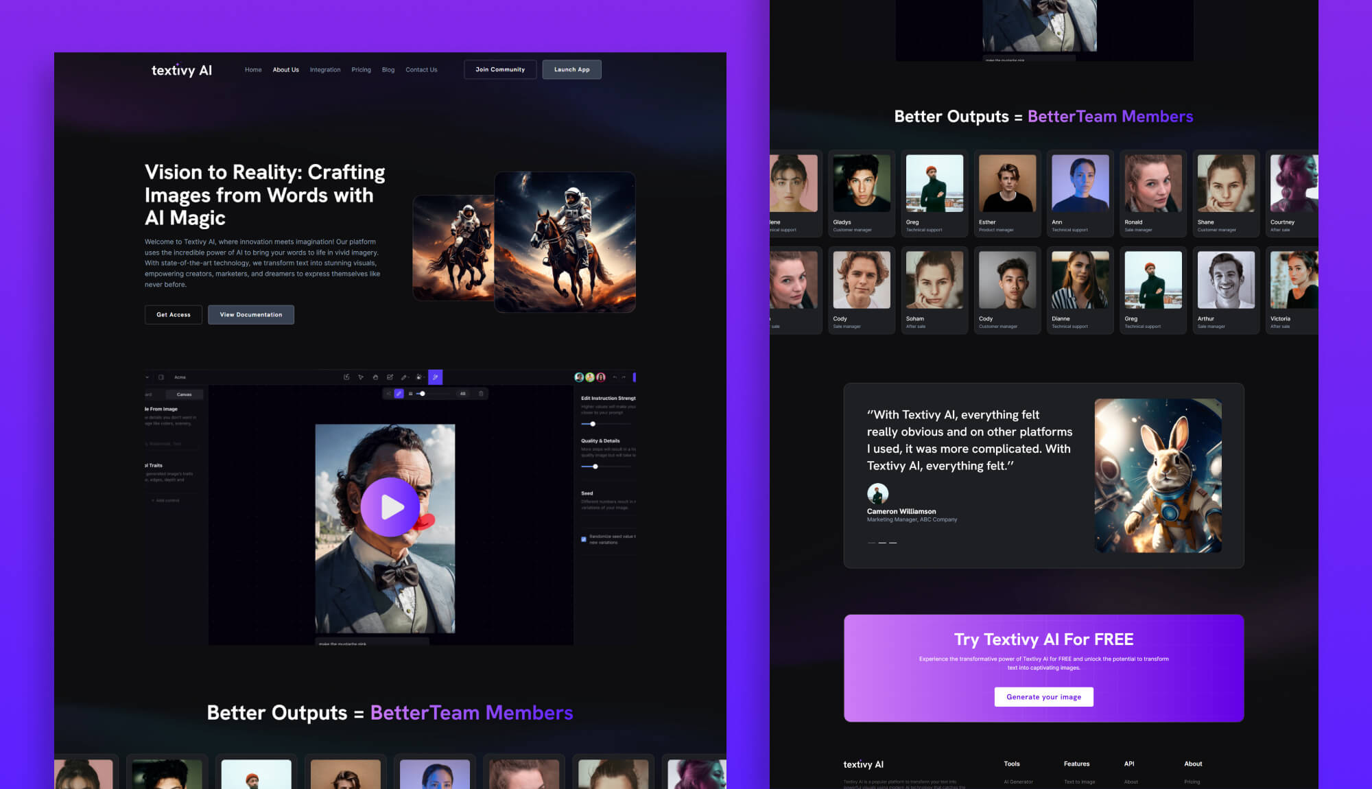Textivy AI - AI SaaS Template for Gutenberg About Us Page | Templately