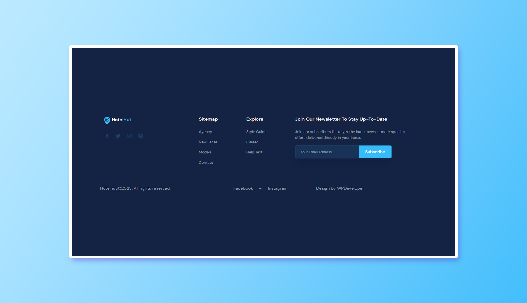 HotelHut - Hotel Booking Website Template for Gutenberg Footer Section ...