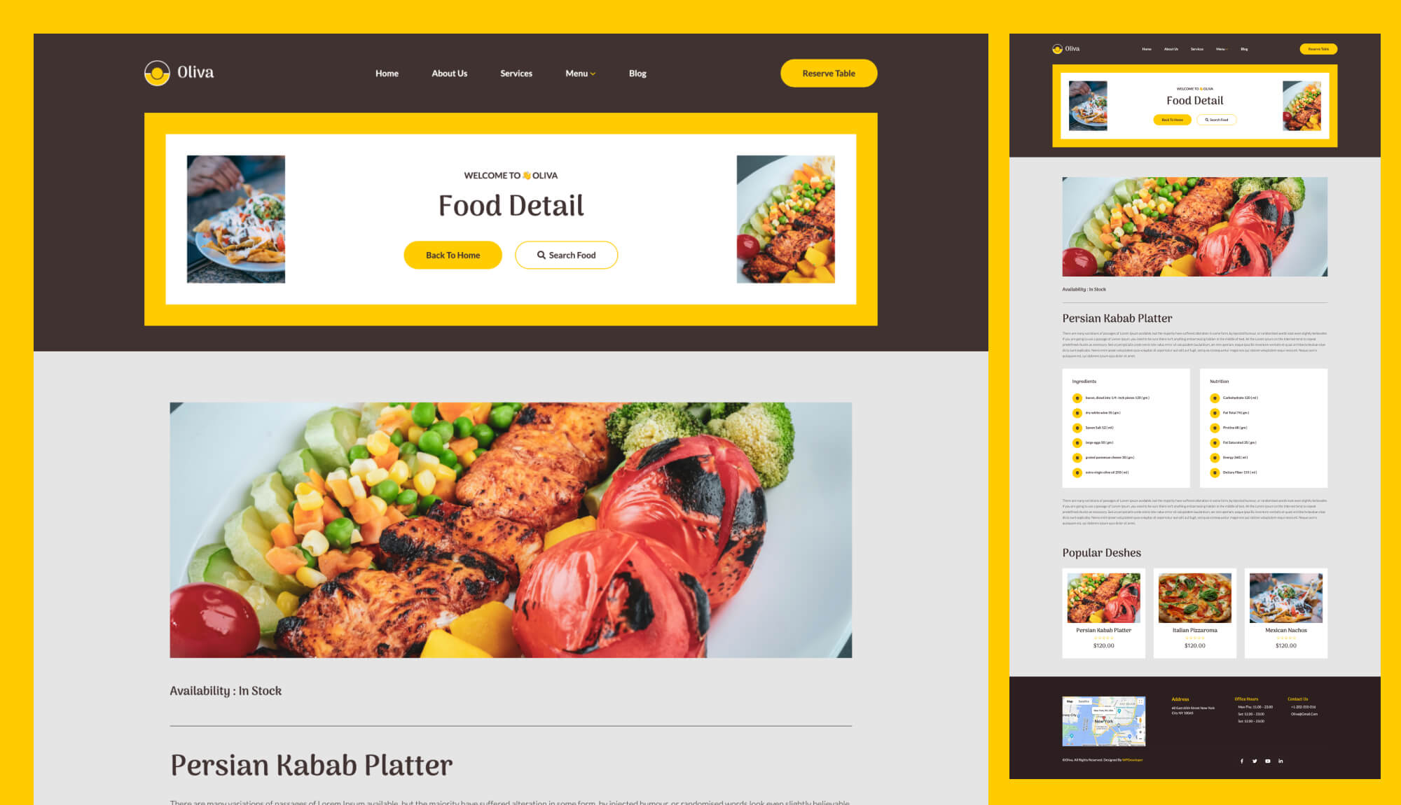 Oliva - Fine Dining Restaurant Website For Gutenberg Food Details Page ...