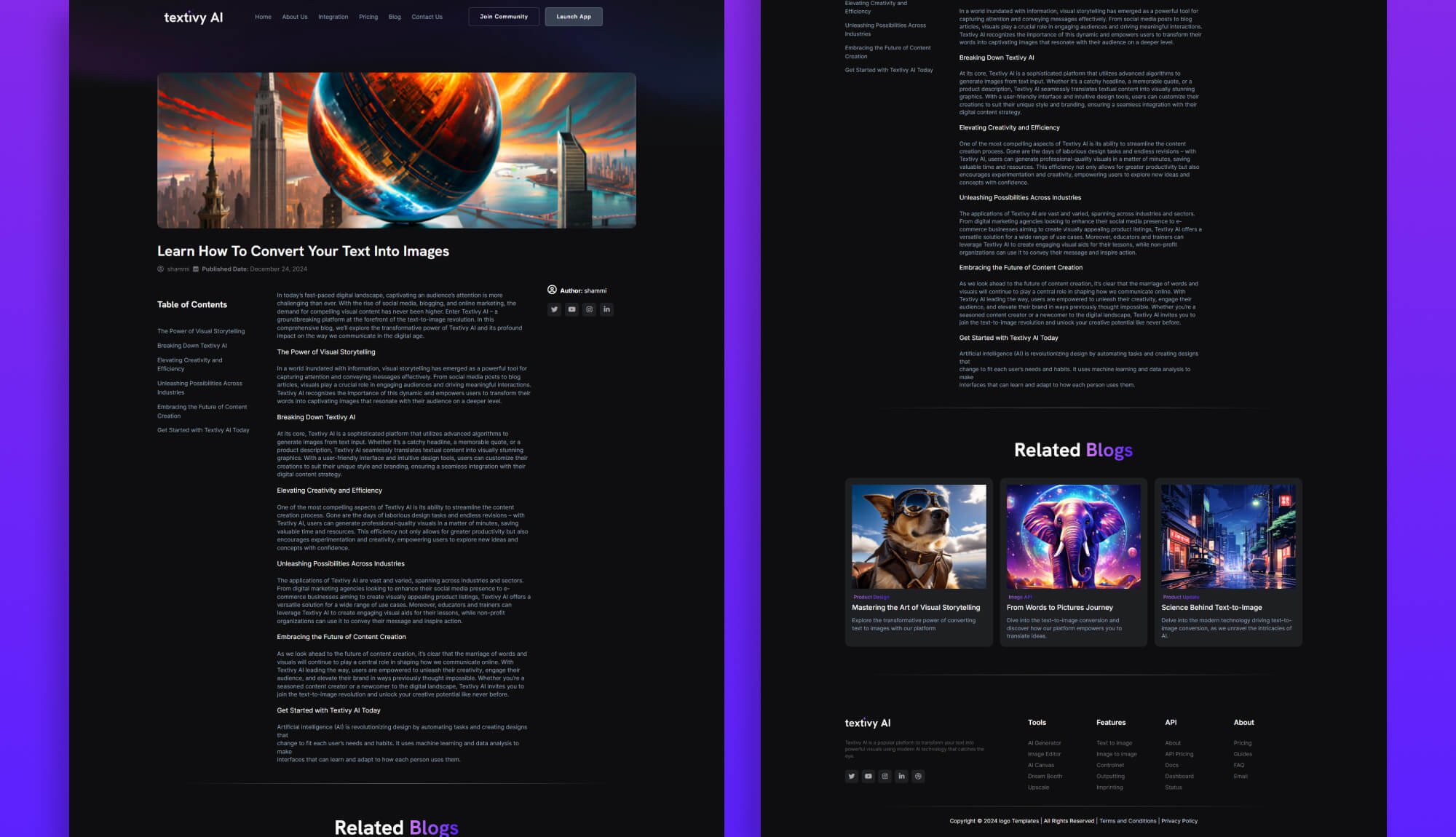 Textivy AI - AI SaaS Template for Gutenberg Blog Details Page | Templately