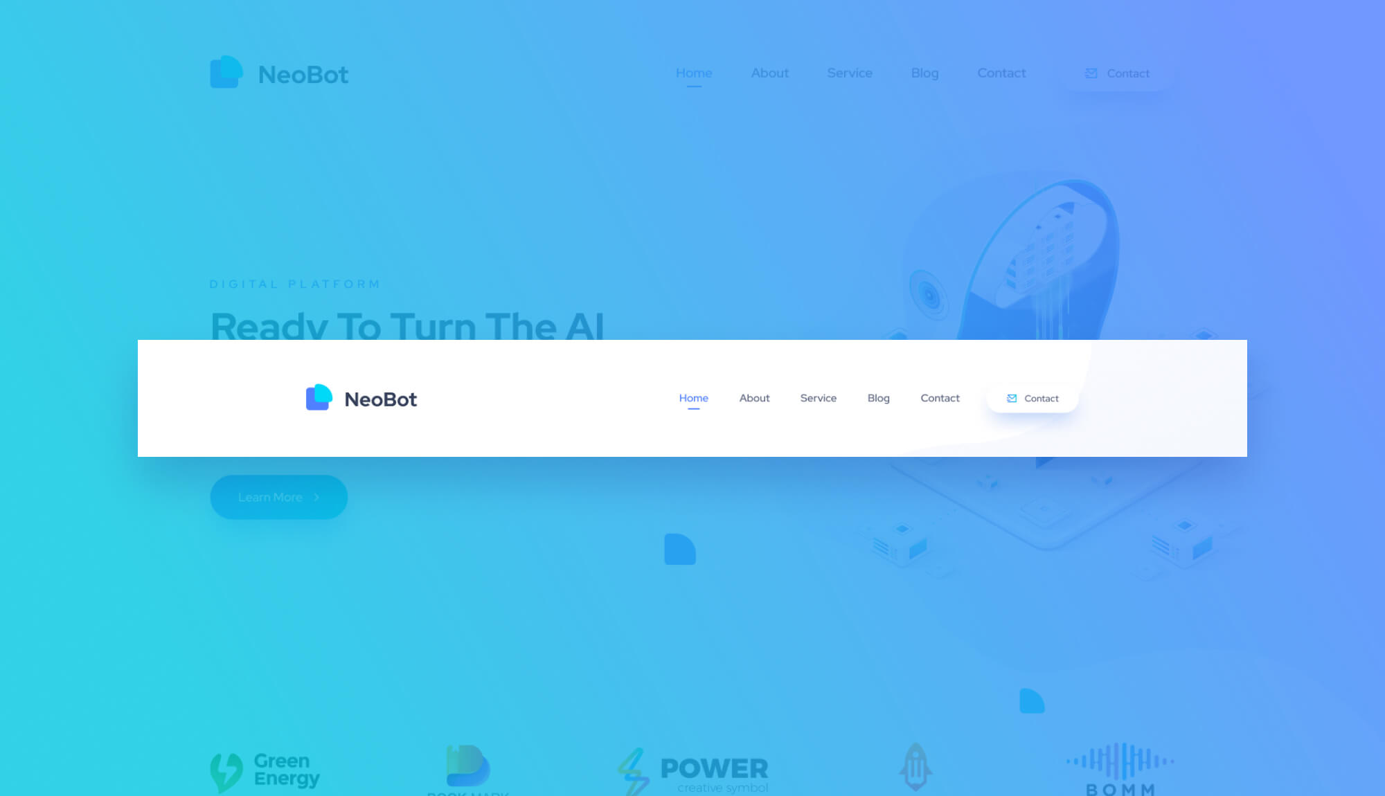 NeoBot - AI Startup Website Template Header | Templately | Templately