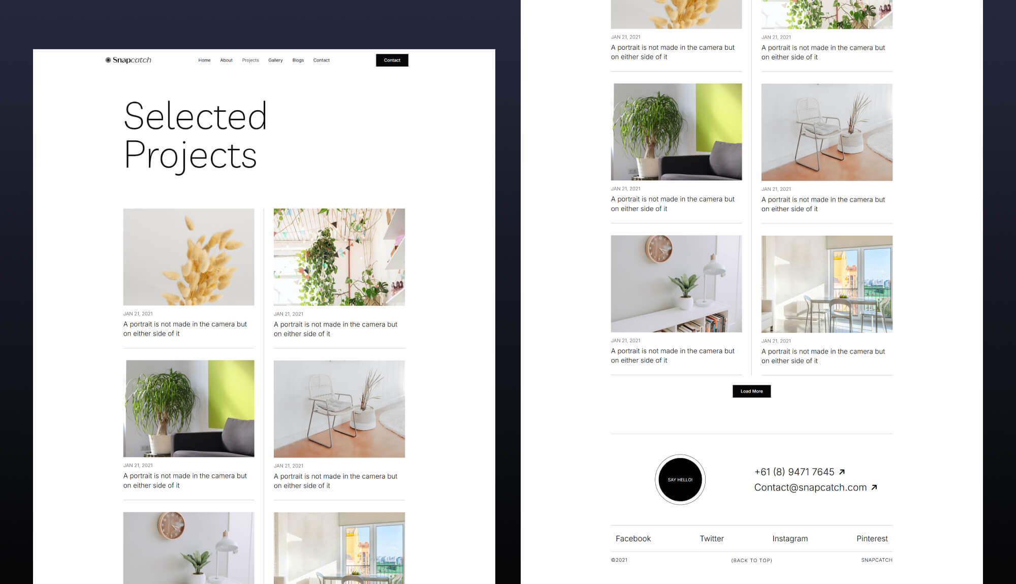 Snapcatch - Minimal Photography Website Projects Page For Gutenberg ...