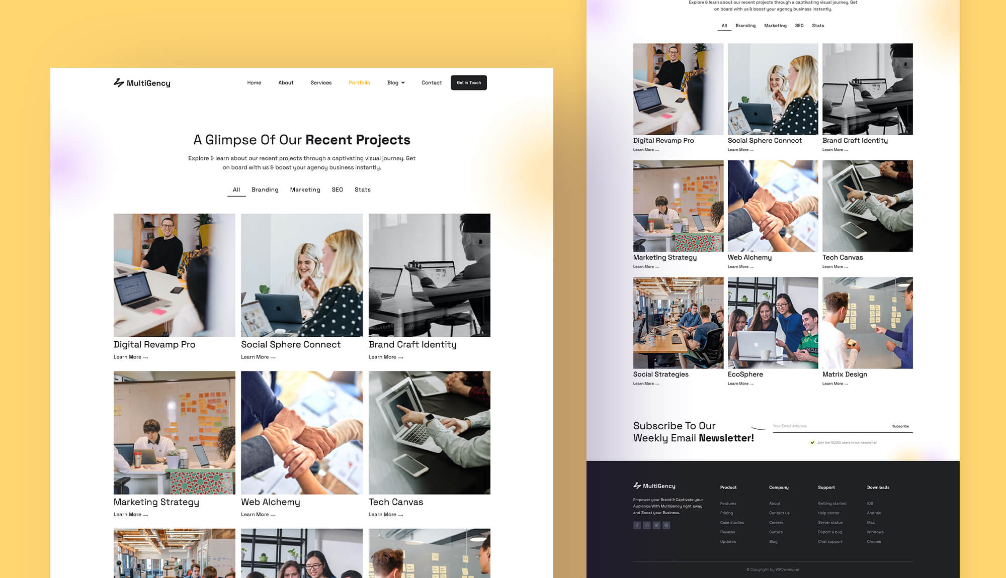 MultiGency - Multipurpose Website Template For Gutenberg Portfolio Section | Templately