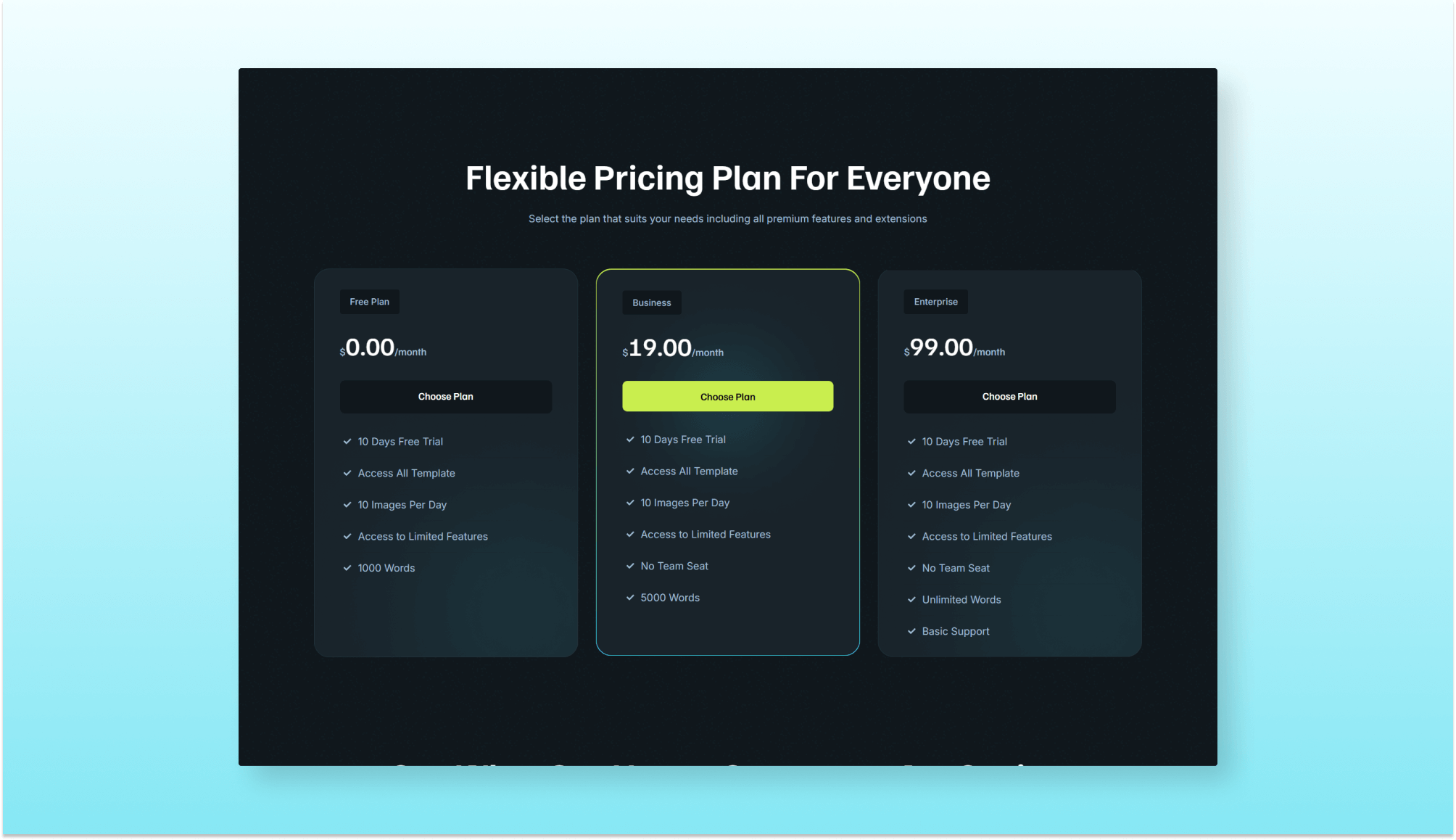 BrainScript AI – Multipurpose AI SaaS Website Template Pricing Section | Templately