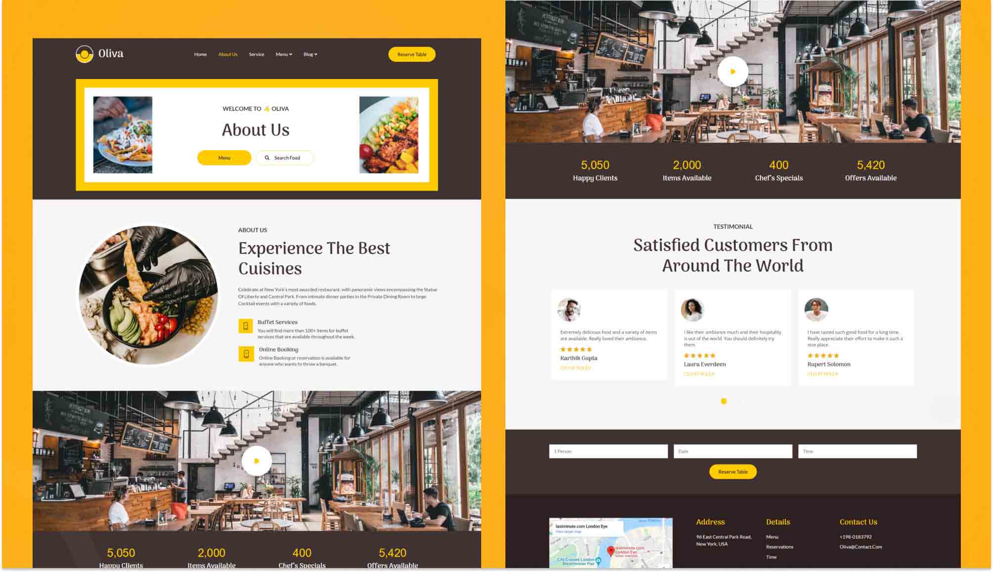 Oliva - Fine Dining Restaurant Website About Page | Templately