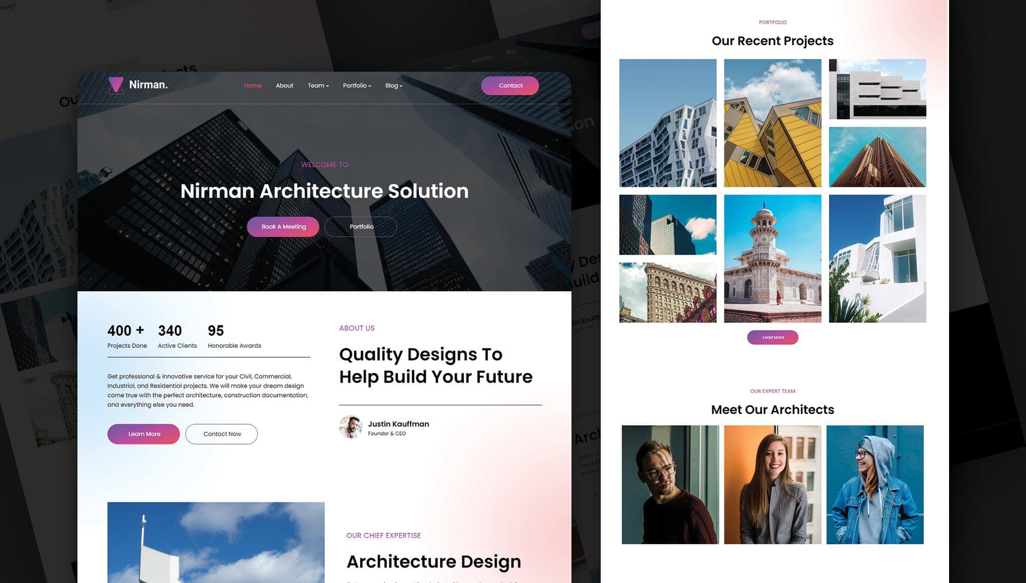 Nirman- Architecture Consultancy Website Template Home Page | Templately