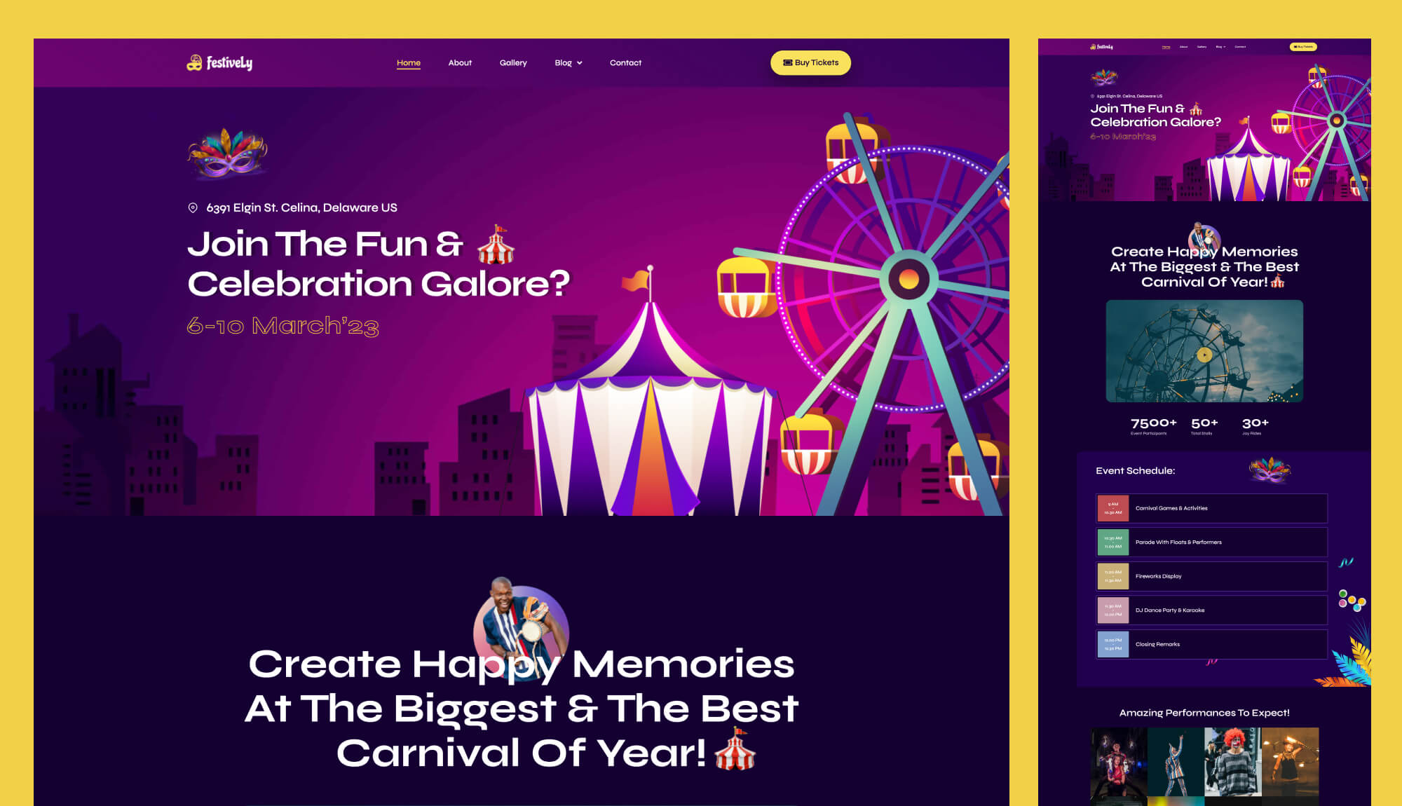 FestiveLy - Carnival Template For Elementor Home Page | Templately