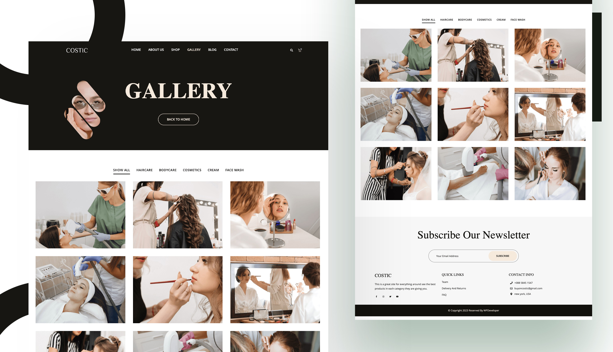 Costic - Cosmetic Shop Website For Gutenberg Gallery Page | Templately