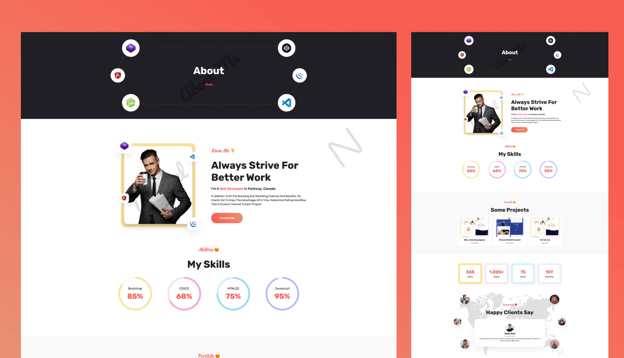 Michiel - Gutenberg Personal Web Developer Website Template About Page ...