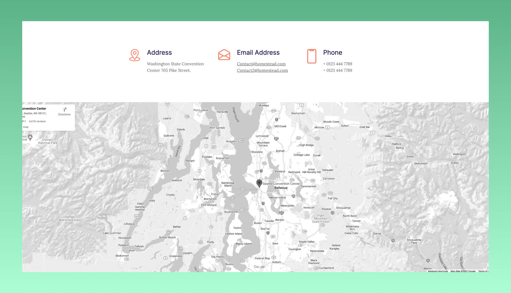 Homestead - Senior Care Service Website Template Contact Section ...