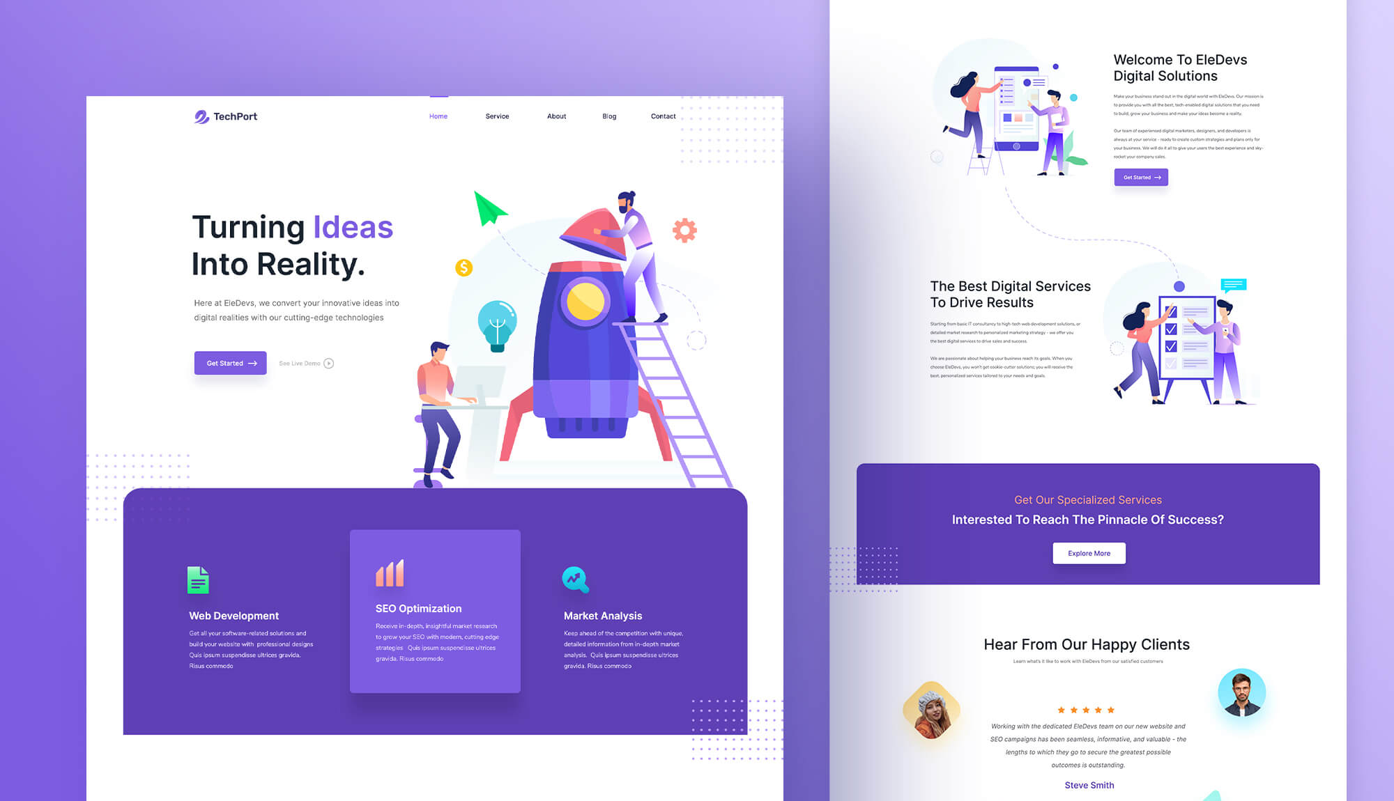 TechPort - Digital Startup Website Template Home Page | Templately