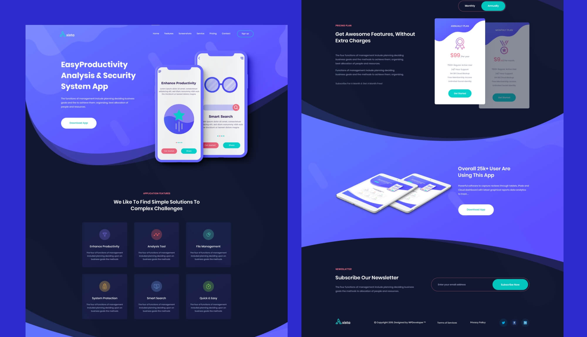 AppMentor App Landing Footer Section (dark) | Templately | Templately