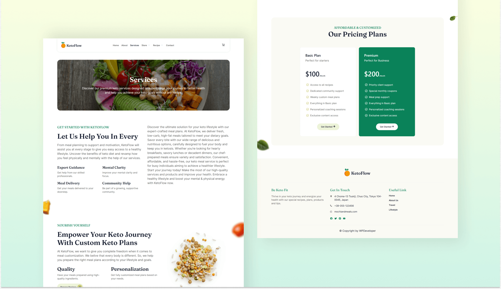 KetoFlow- Keto Diet Website Template for Elementor Services Page ...