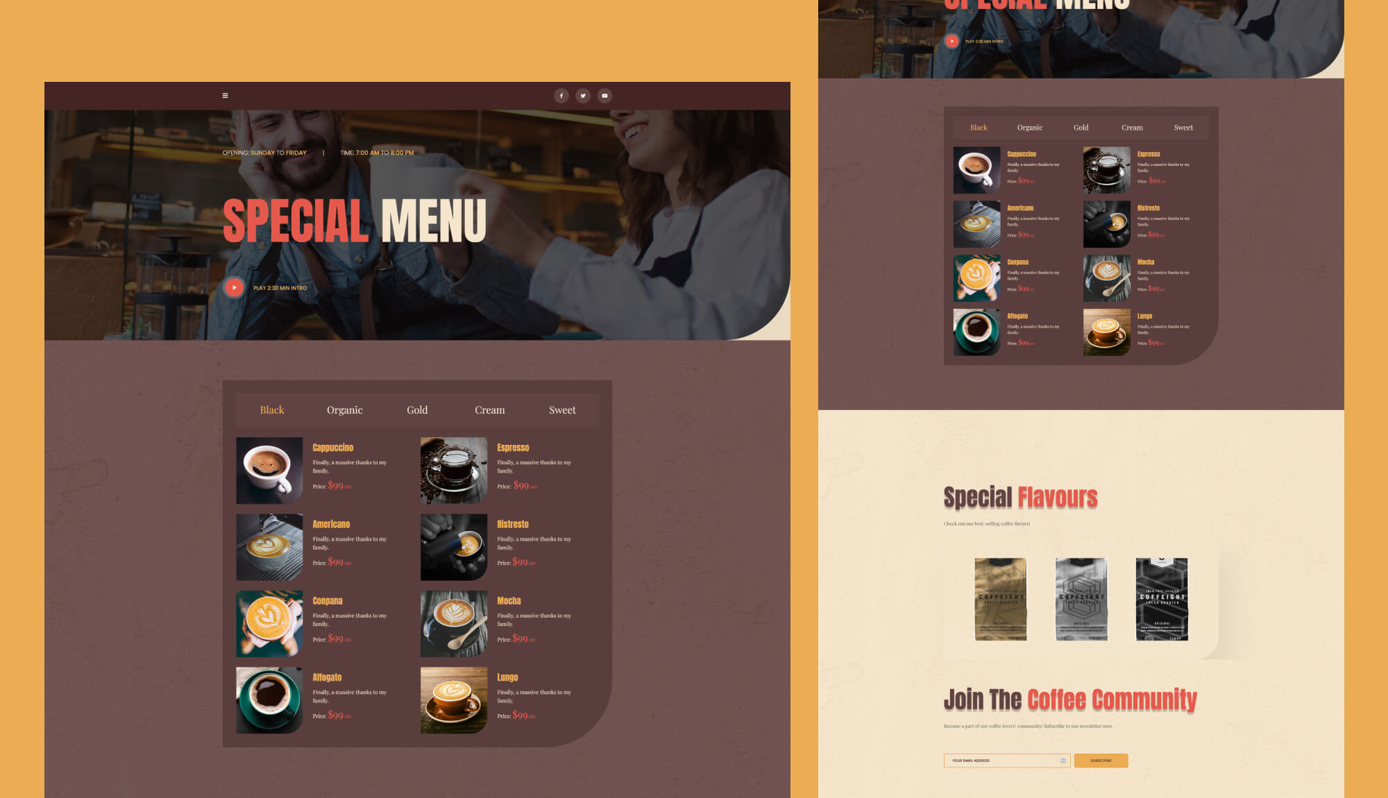 Coffee Express - Coffee Shop Template For Gutenberg Menu Page | Templately