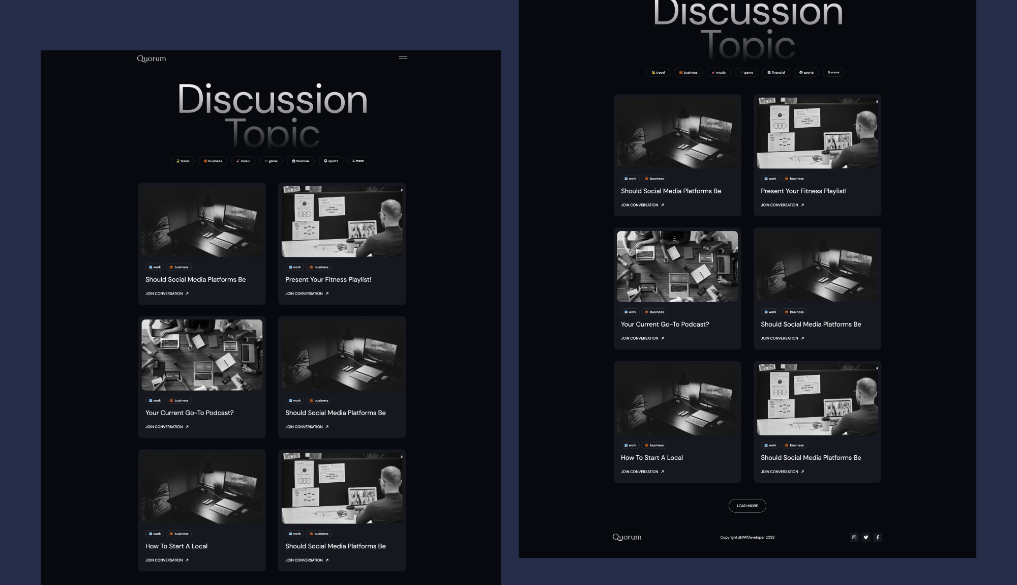 Quorum - Community/Forum Website Template For Elementor Discussion ...