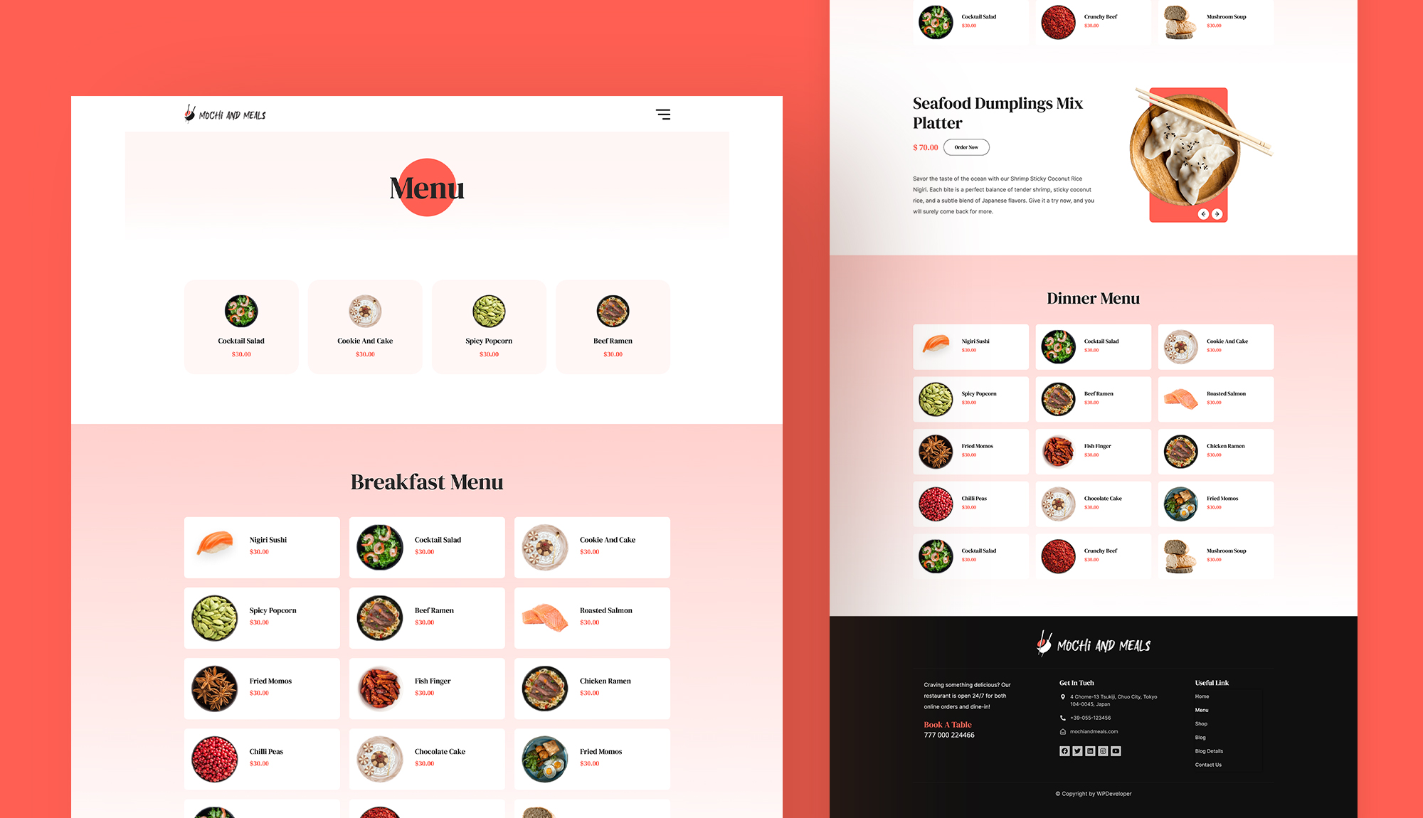 Mochi And Meals - Japanese Restaurant Template For Elementor Menu Page ...