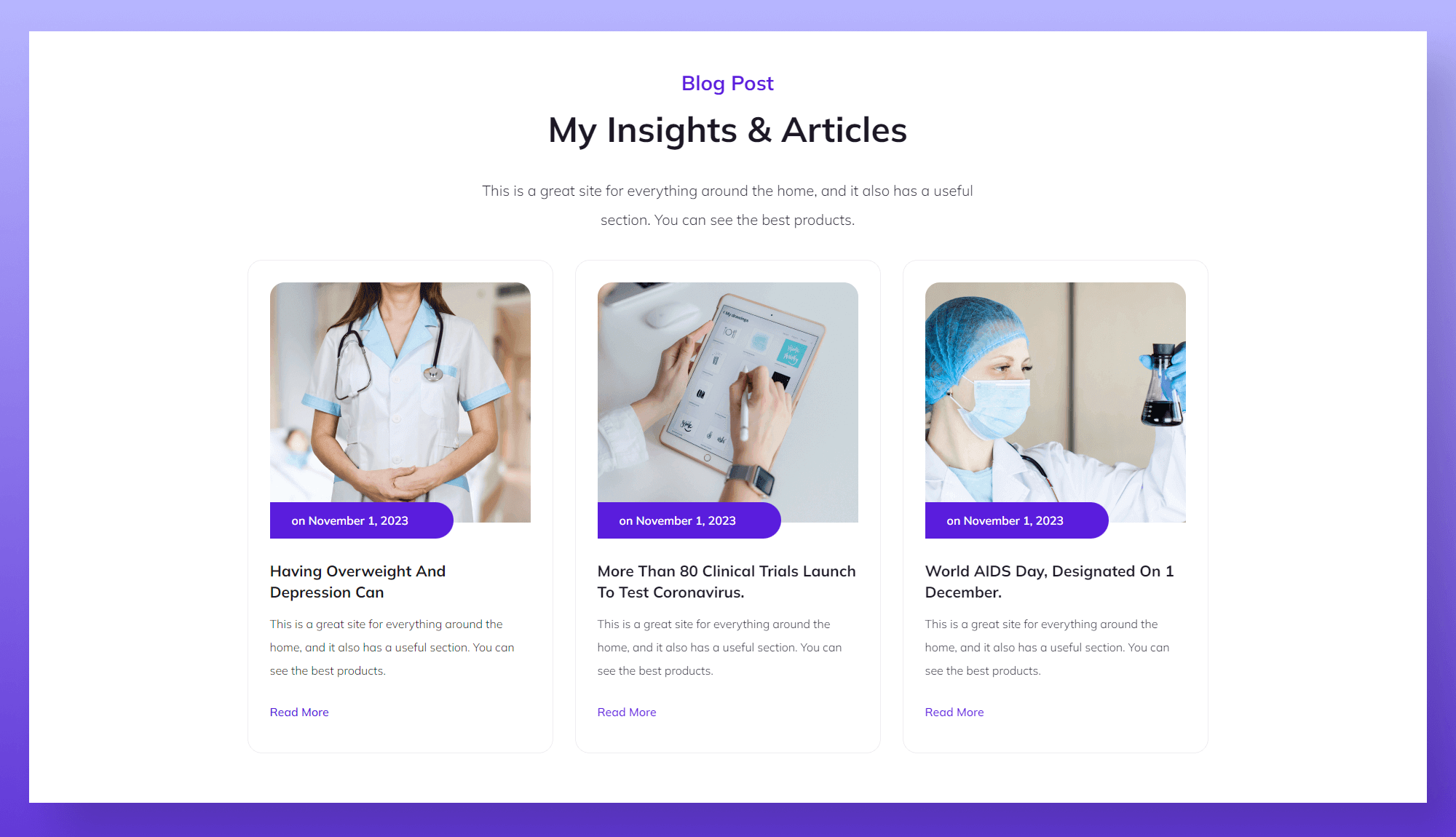 Dear Doc - Personal Gutenberg Website Template For Doctors Blog Section | Templately