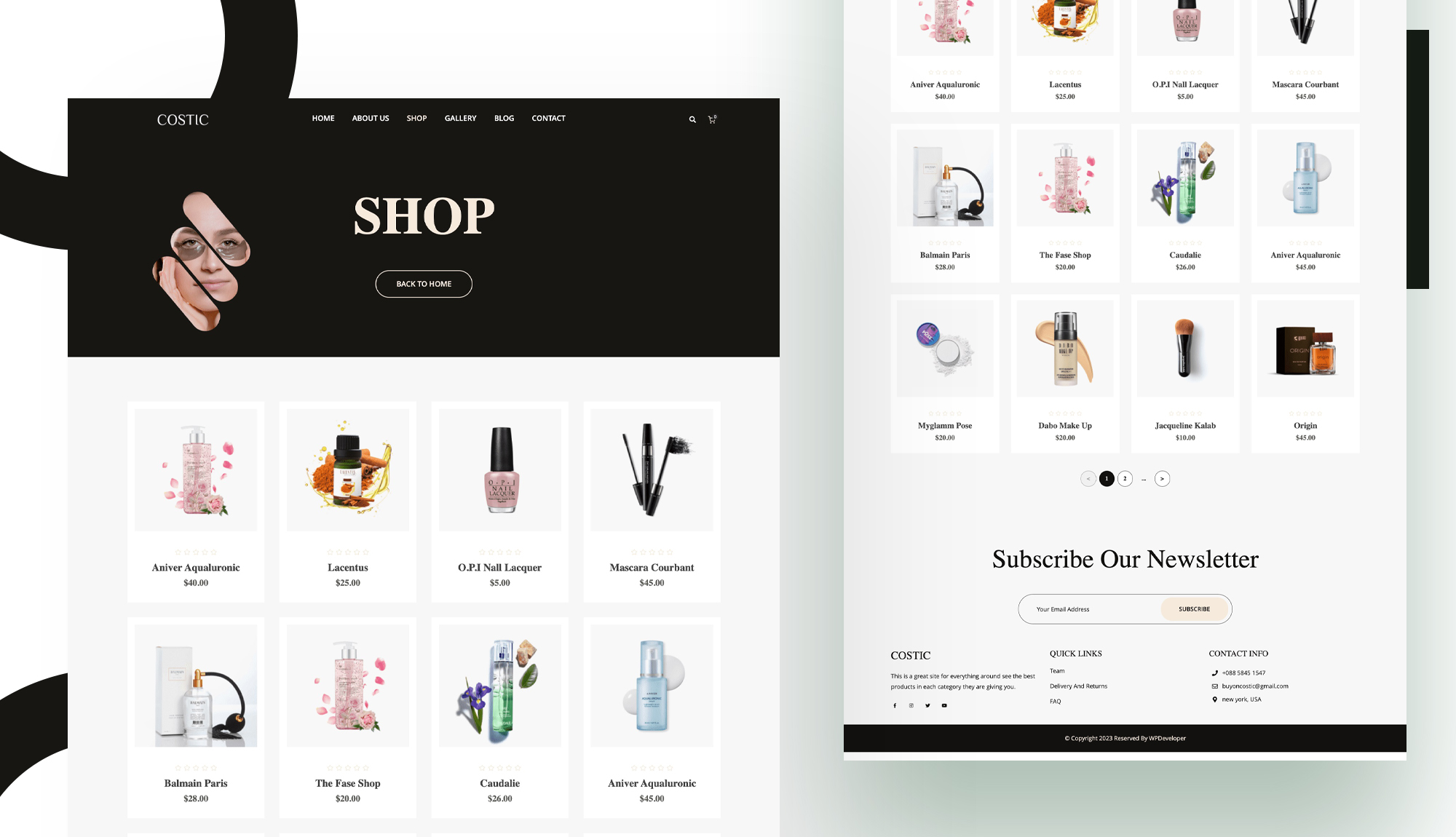 Costic - Cosmetic Shop Website For Gutenberg Shop Page | Templately
