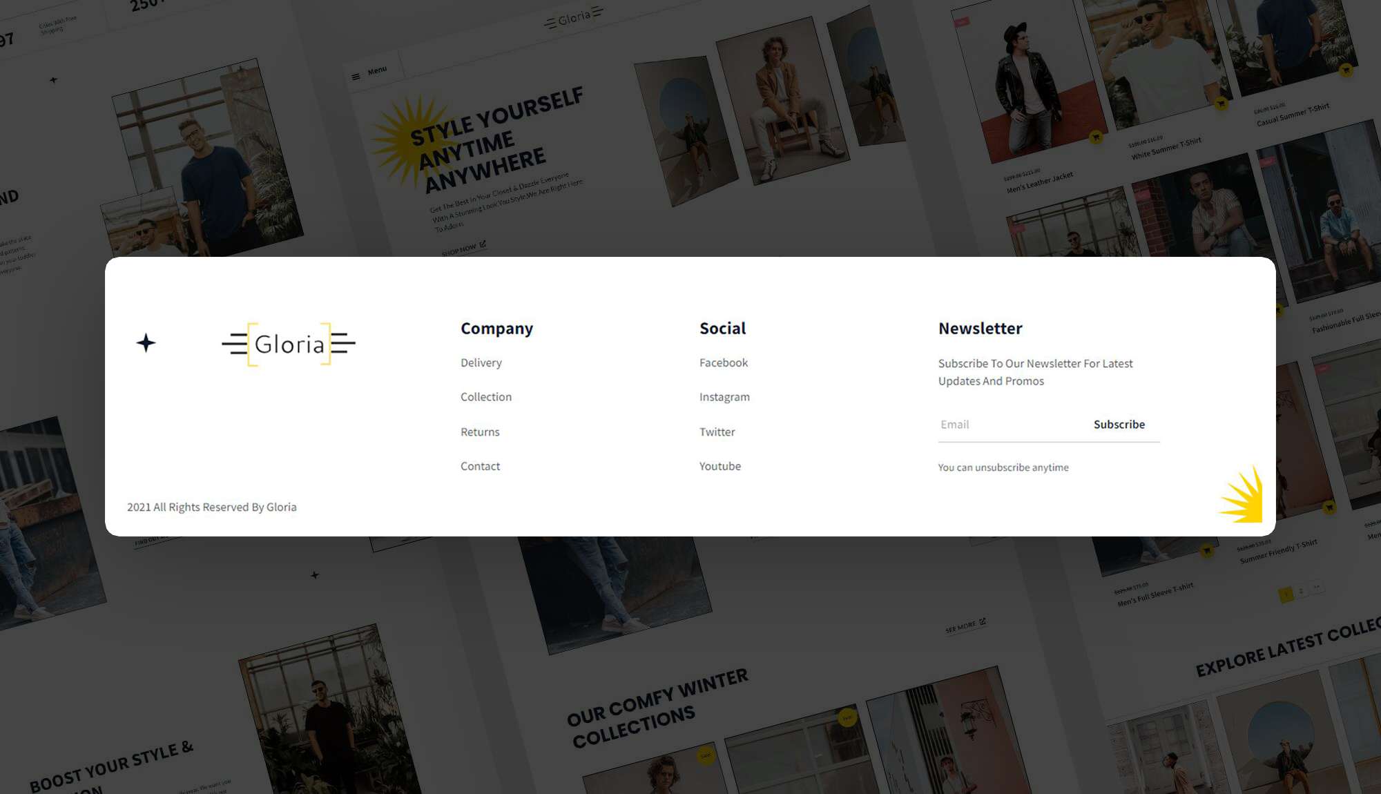 Gloria - Boutique Store Website Template Footer | Templately