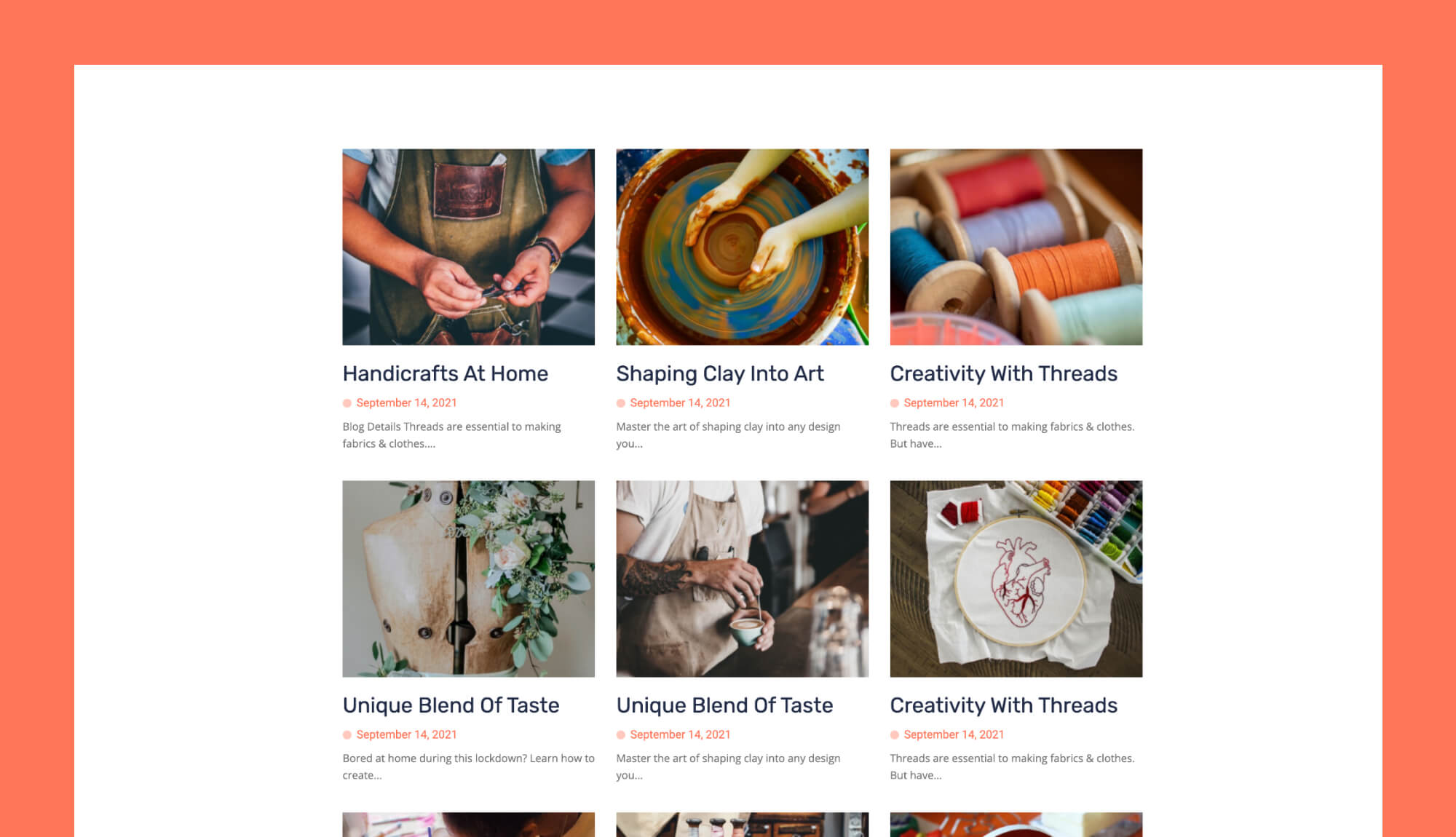 EleCrafts - Craft Store Website Template Blog Section | Templately