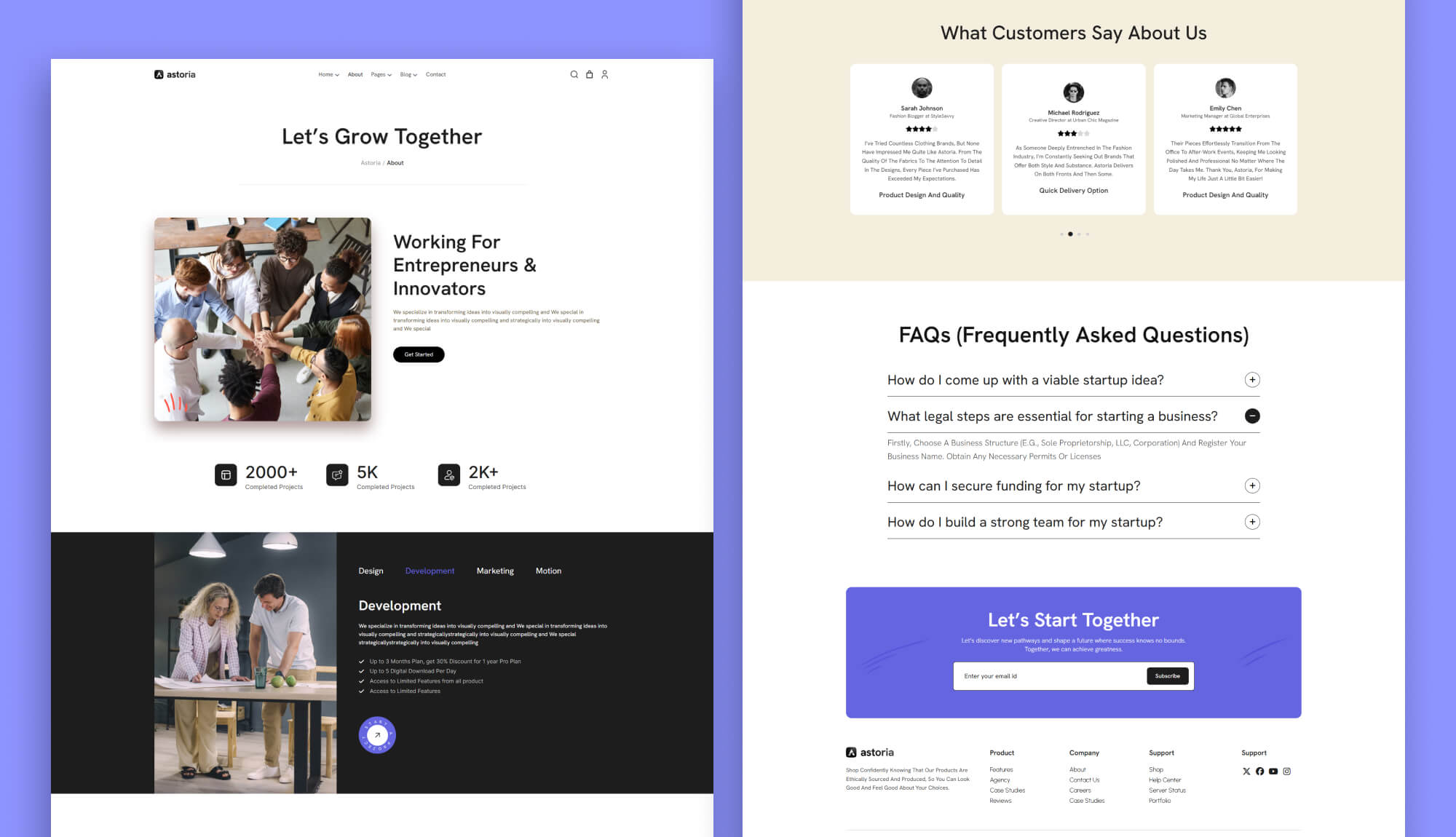 Astoria - Multipurpose Website Template for Gutenberg About Us Page | Templately