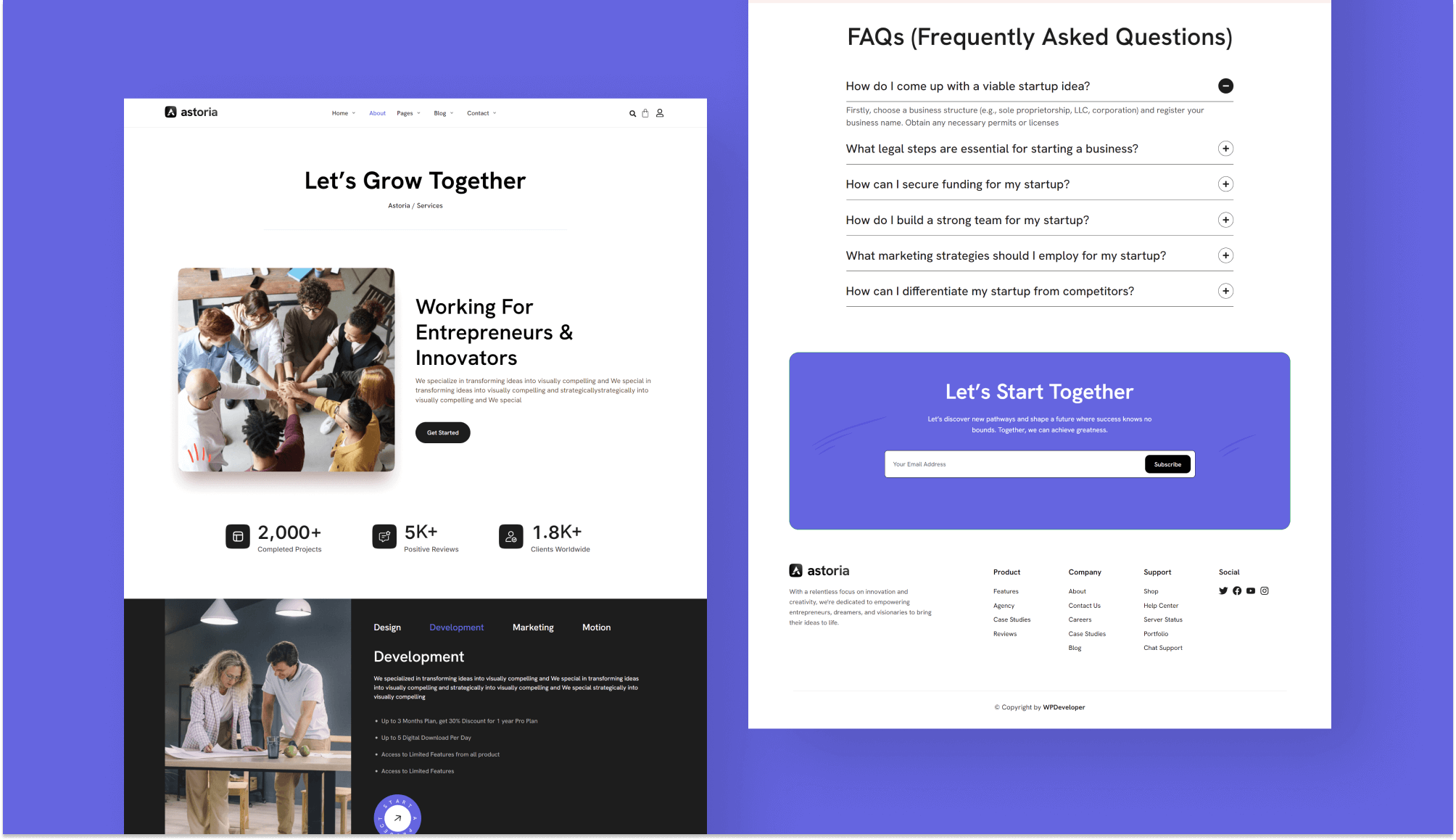 Astoria - Multipurpose Website Template for Elementor About Us Page | Templately