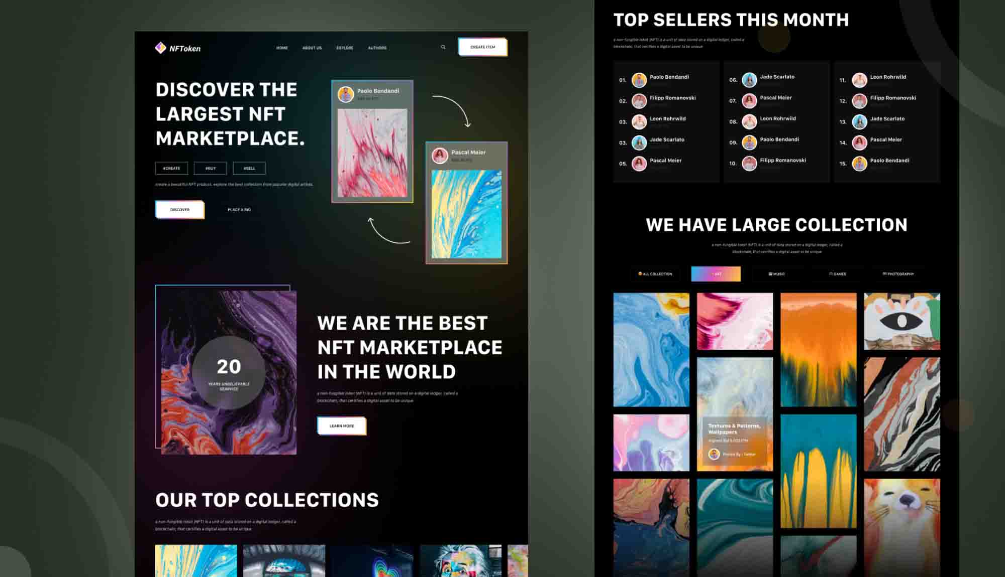 NFToken - NFT Agency Website Template Home Page | Templately