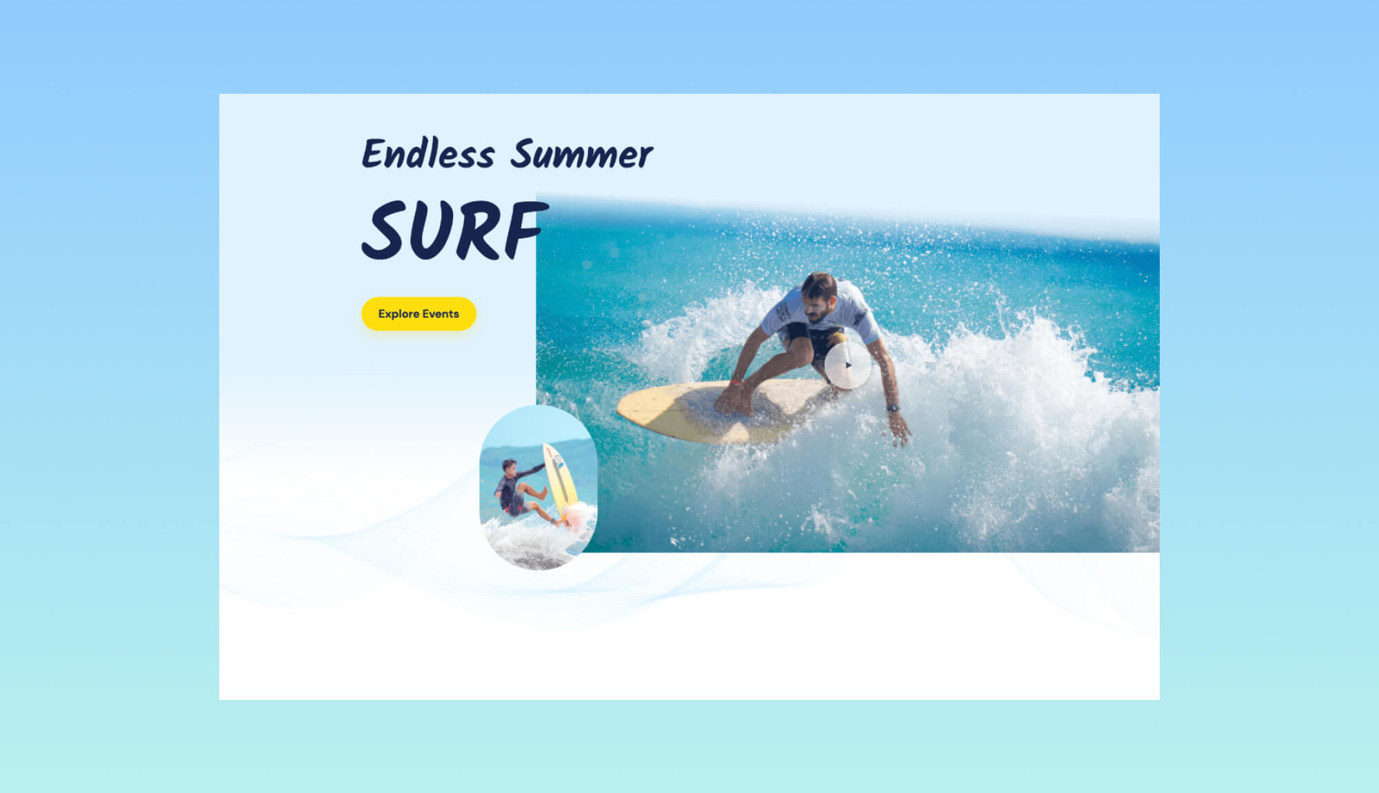 Surferly - Surfing Event Website For Gutenberg Hero Section | Templately