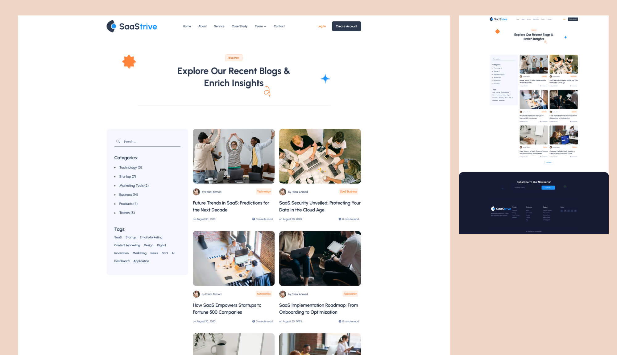 SaaStrive - SAAS Website Template For Gutenberg Blog Page | Templately