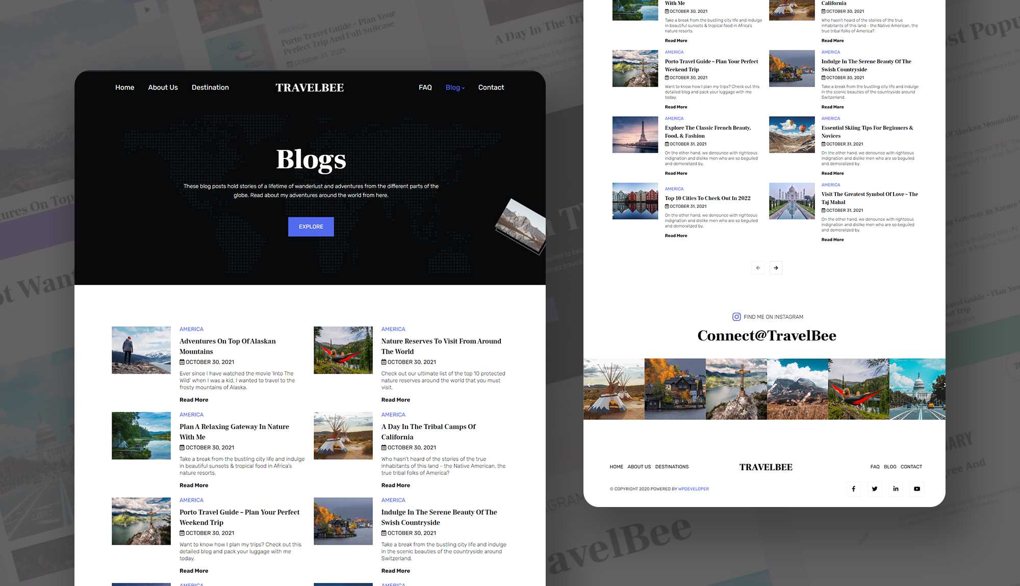 TravelBee - Travel Blog Website Template Blog Page | Templately