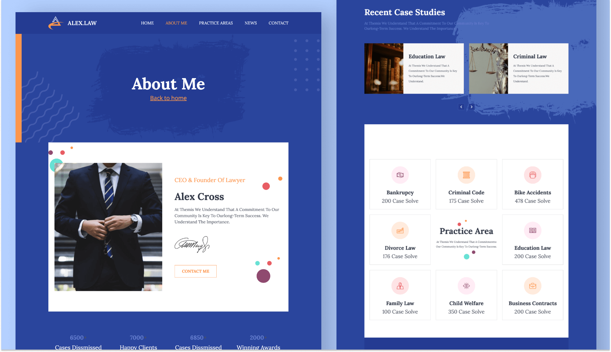 Alex Law - Lawyer Personal Website Template For Gutenberg About Page ...