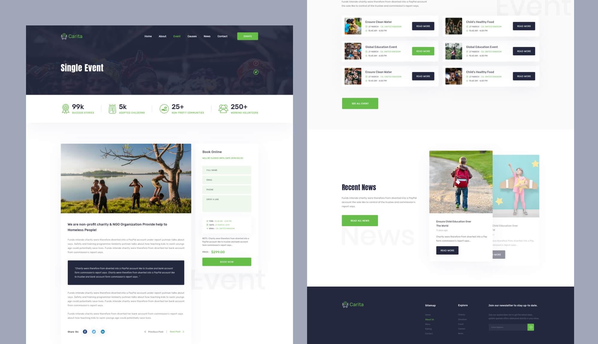 DoNation Charity Template Event details page | Templately