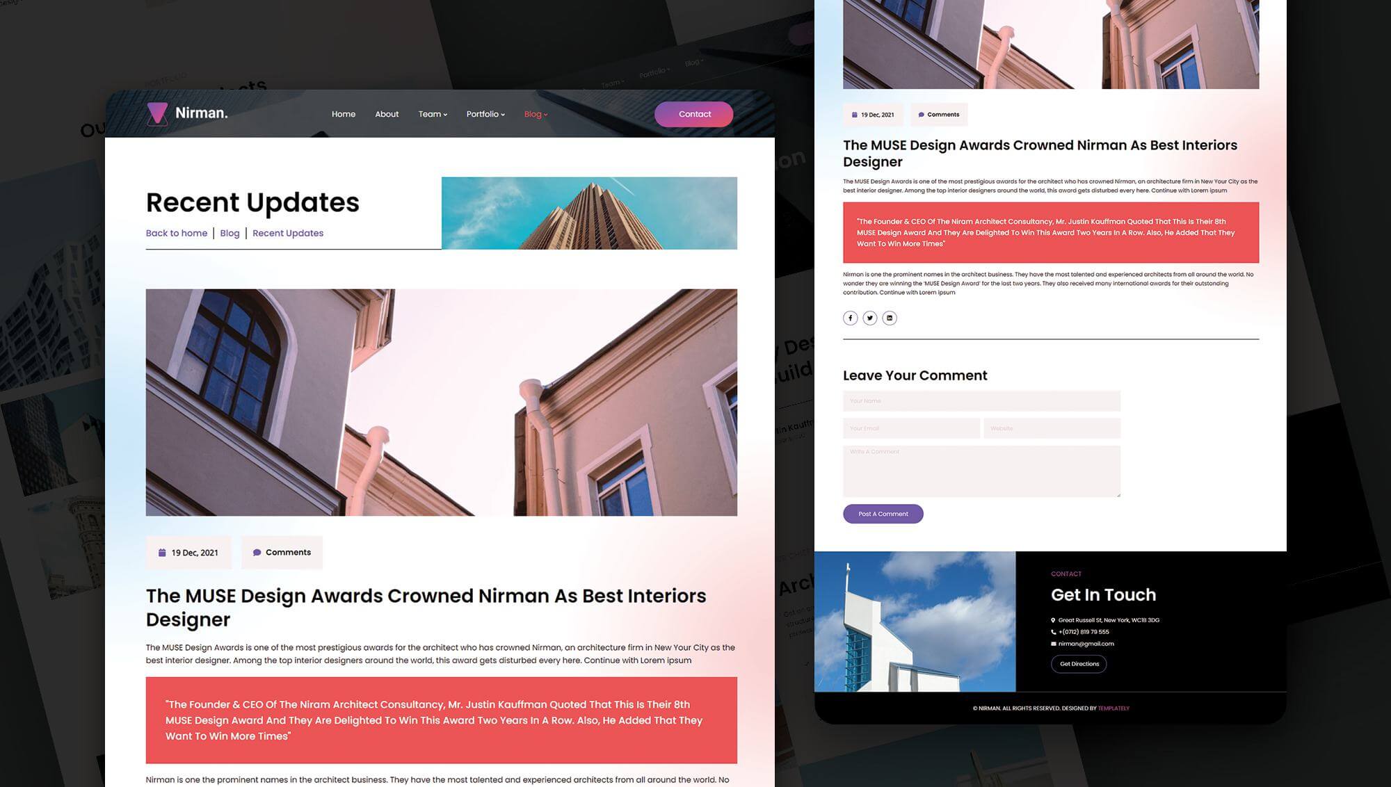 Nirman- Architecture Consultancy Website Template Single Post Page ...
