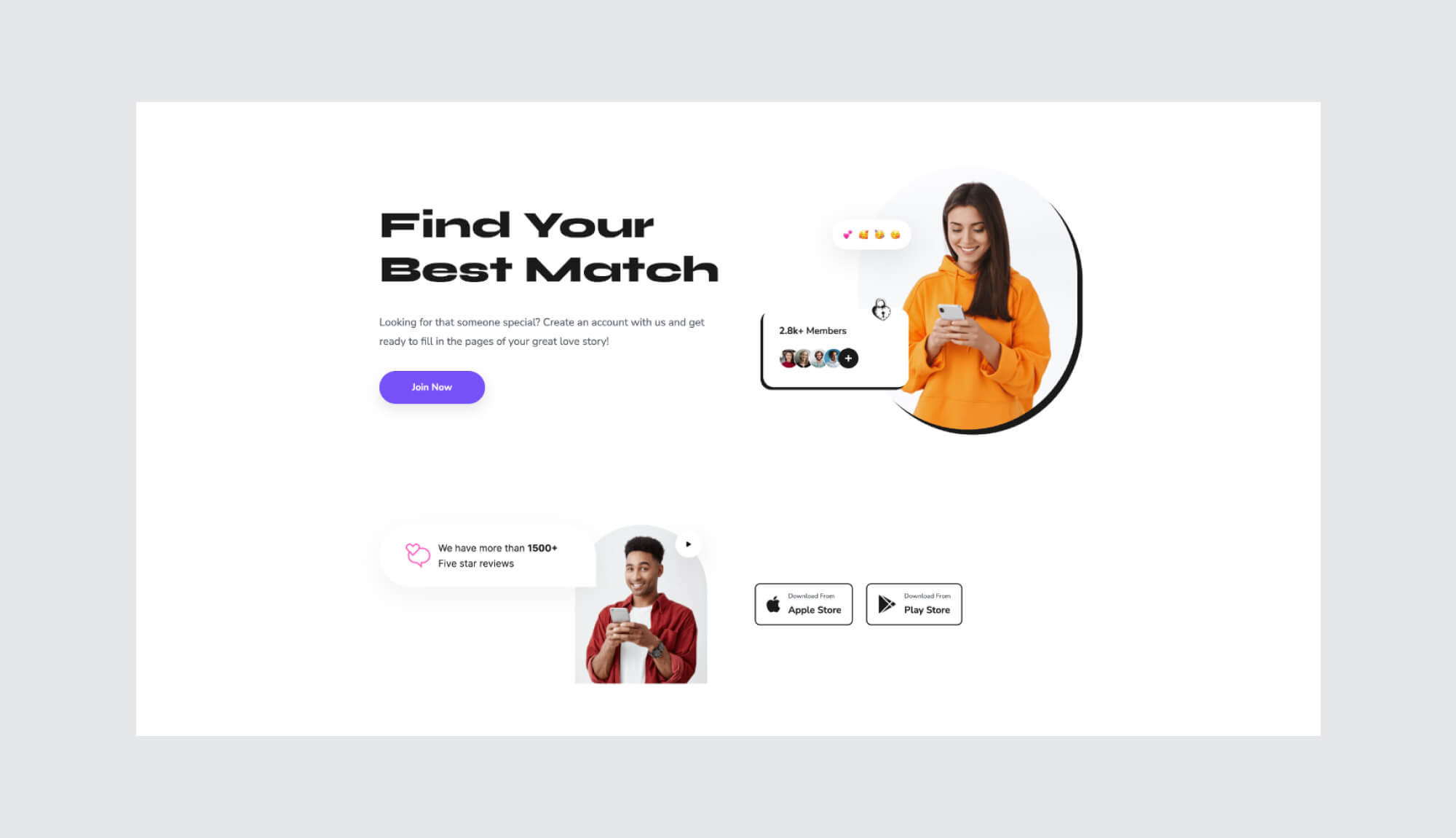 MatchMaker - Dating Website Template For Elementor Banner Section ...