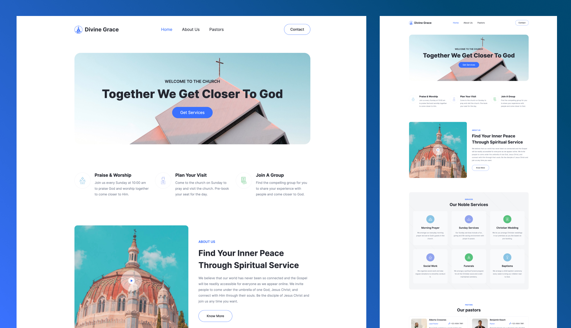 Divine Grace - Church Website Template For Gutenberg Home Page | Templately