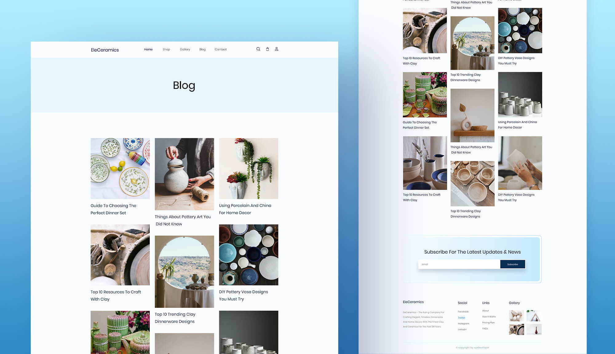 EleCeramics - Ceramic Website Template Blog Page | Templately