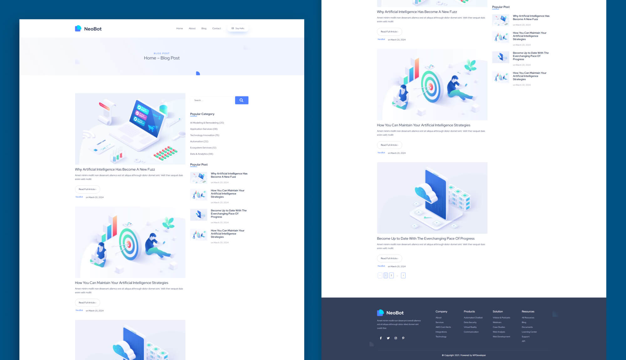 NeoBot - AI Startup Website Template For Gutenberg Blog Page | Templately