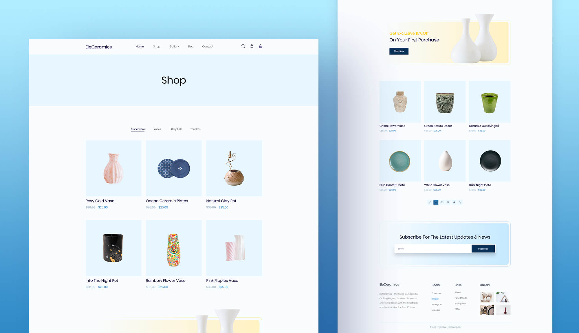 EleCeramics - Ceramic Website Template Shop Page | Templately