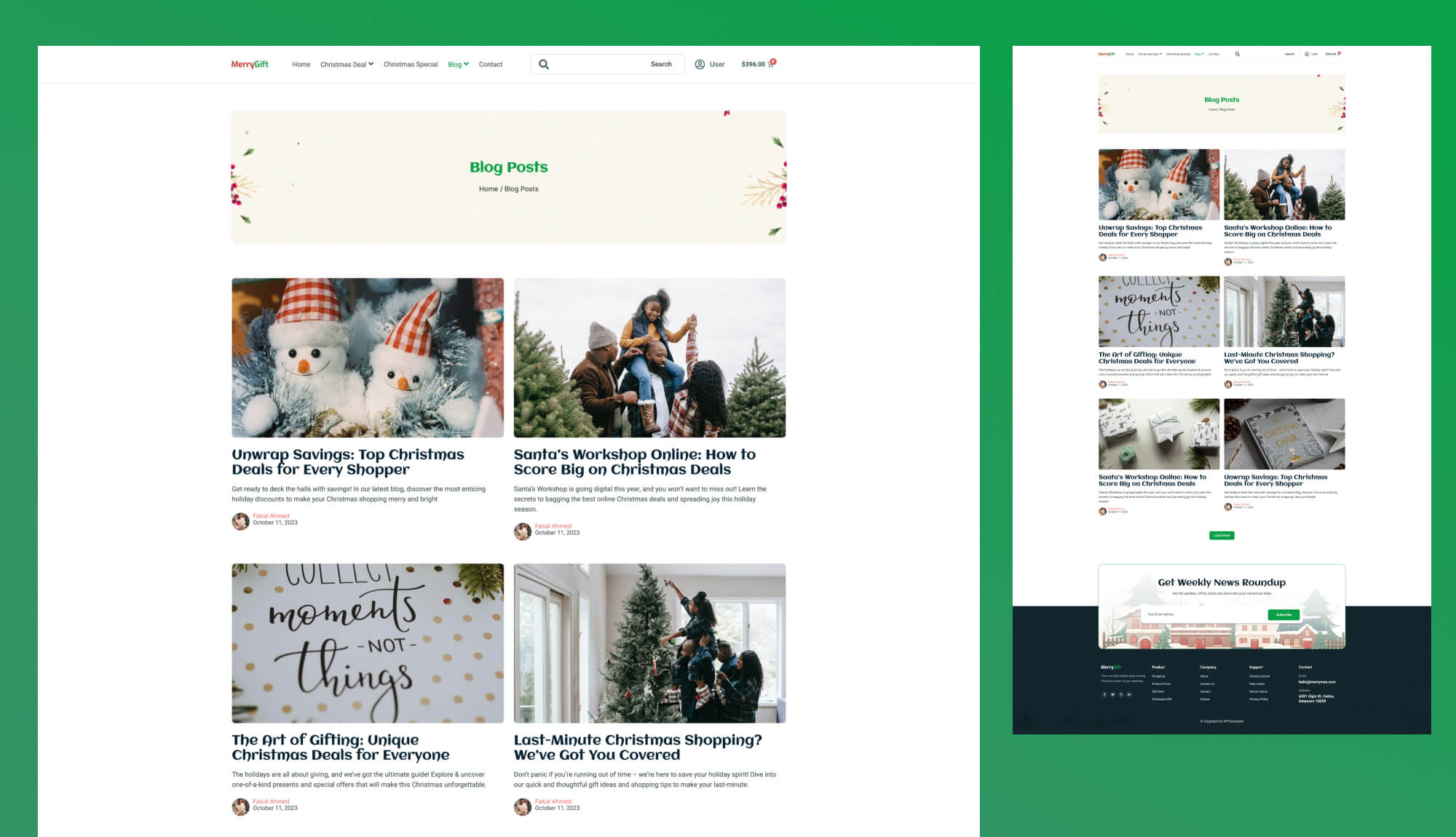 MerryGift - Christmas Website Template For Elementor Blog Page | Templately