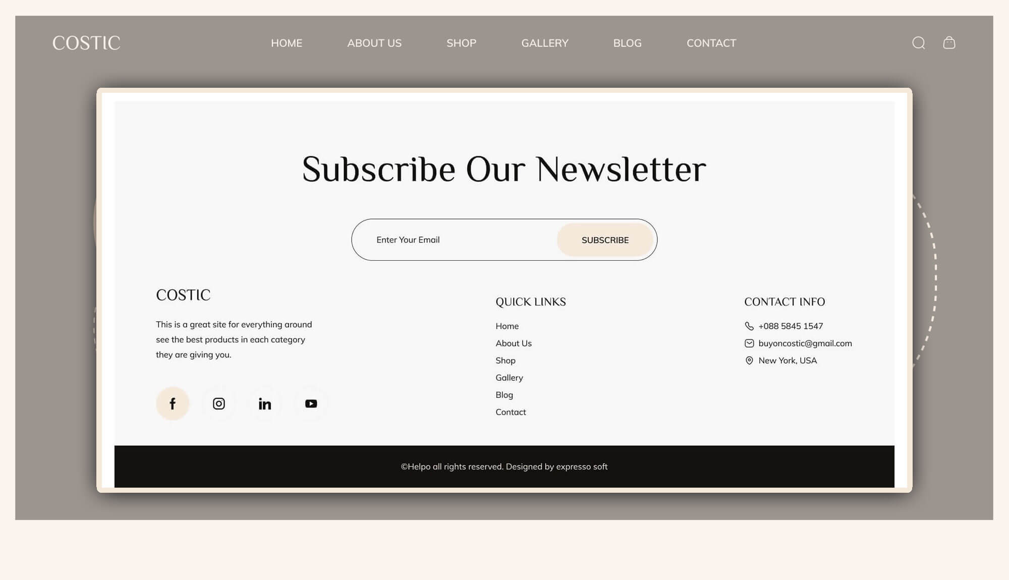 Costic - Cosmetic Shop Website Template Header | Templately