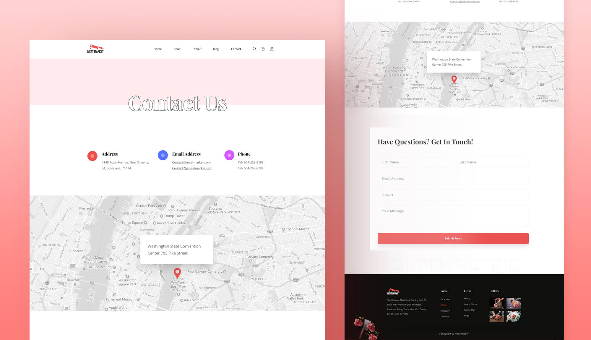 Meat Market - Butcher Shop Website Template Contact Page | Templately