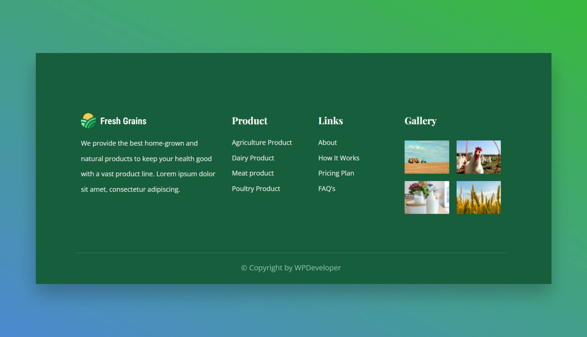 Fresh Grain - Farm Website Template Footer | Templately