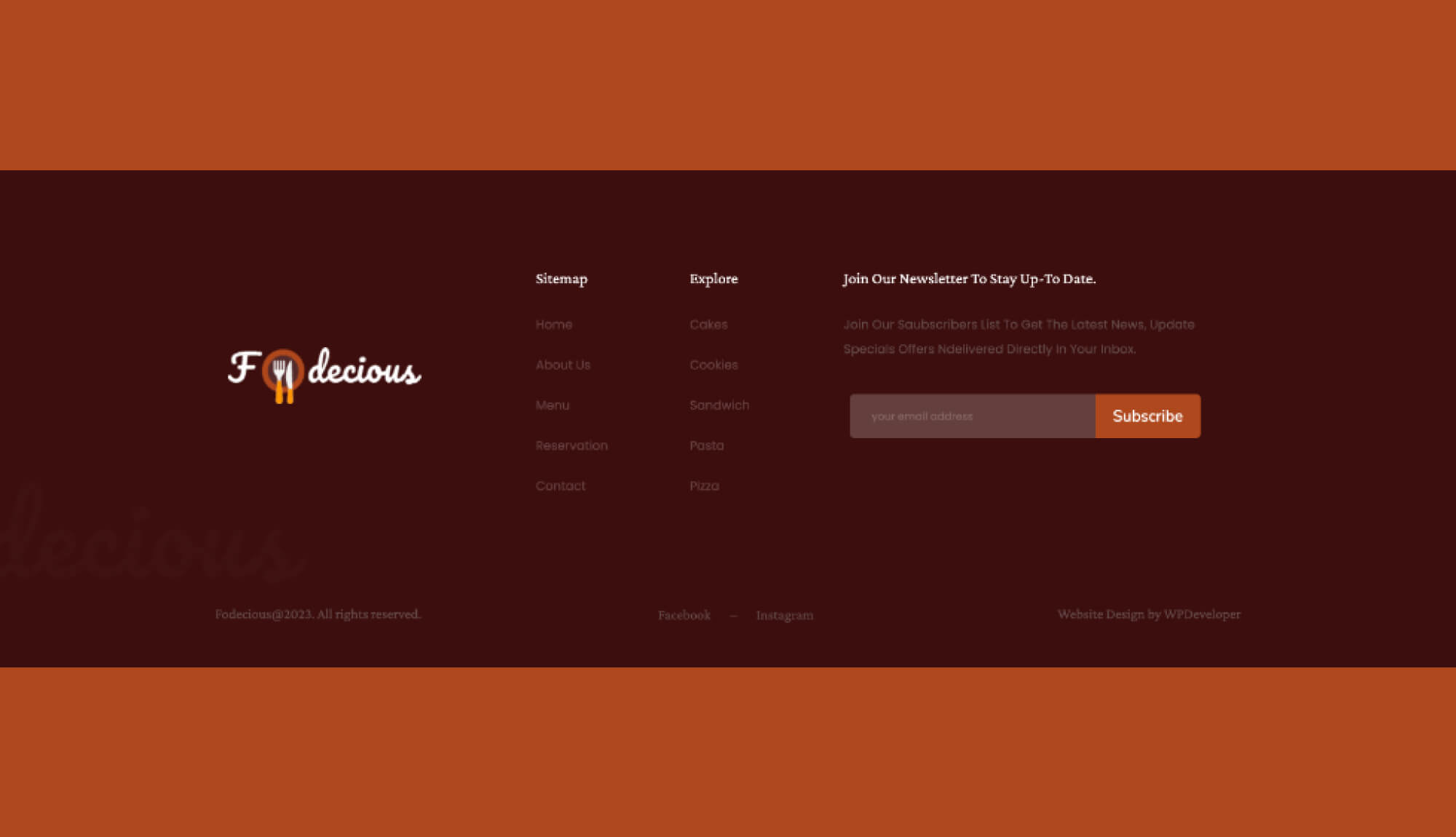 Foodiecious - Restaurant Website Template For Gutenberg Footer Section ...