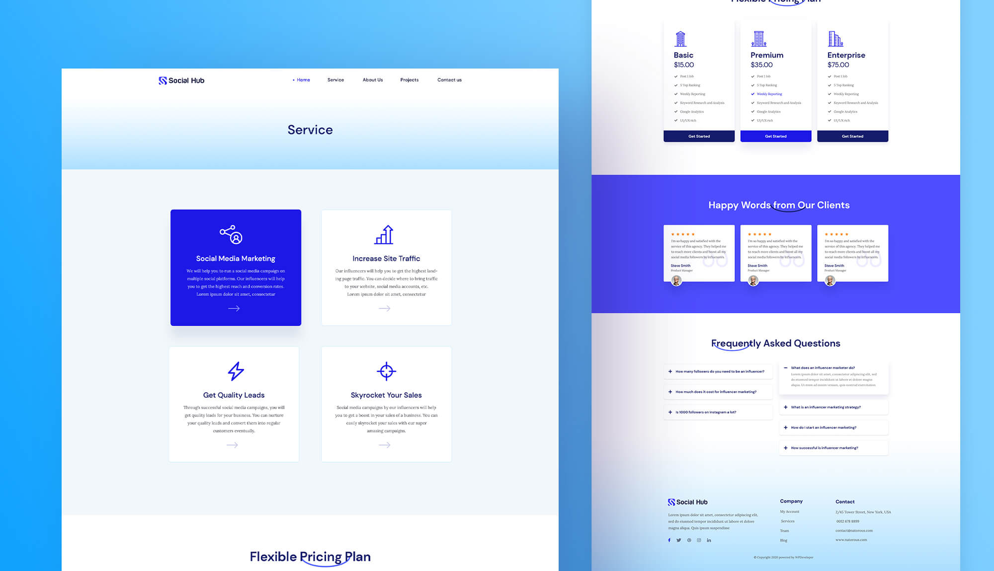 Social Hub - Influencer Marketing Agency Website Services Page | Templately