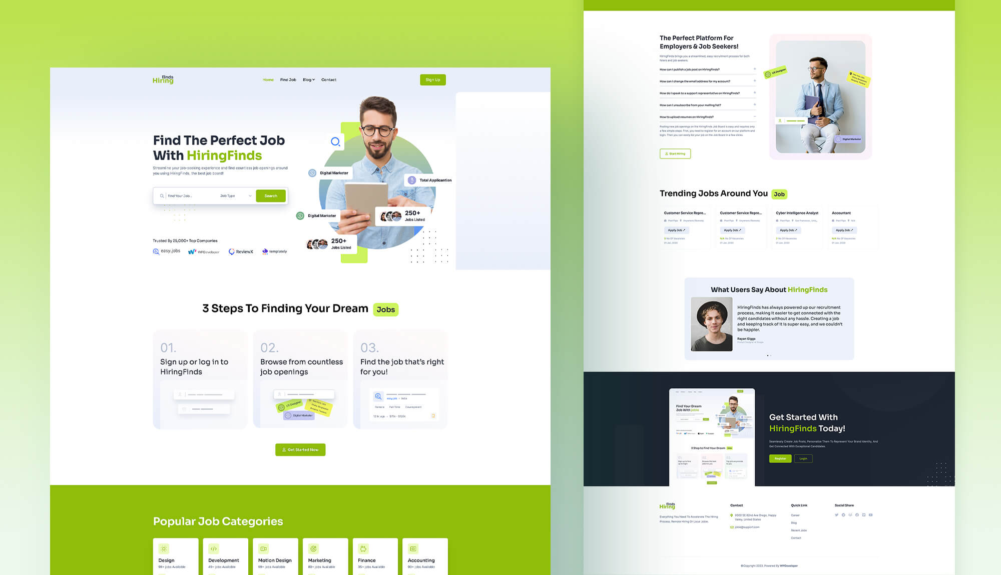 HiringFinds - Job Board Website For Elementor Home Page | Templately