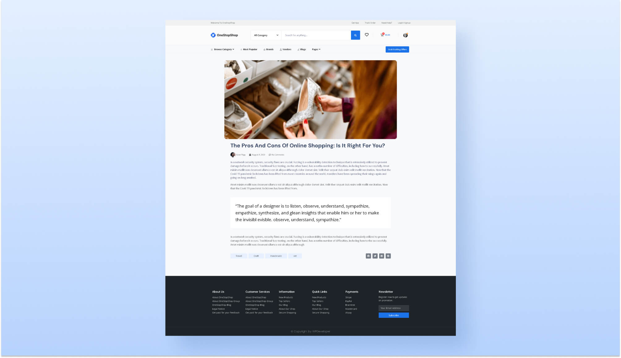 OneStopShop - Multipurpose WooCommerce Template For Elementor Blog ...