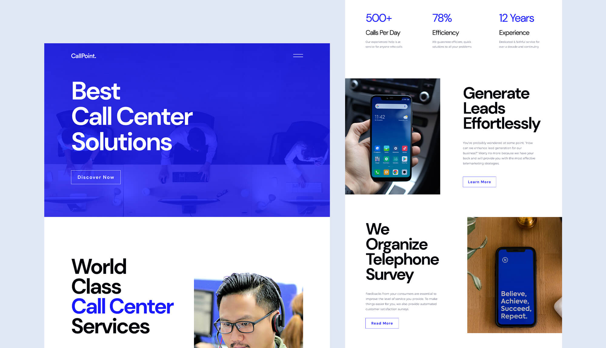 CallPoint - Call Center Website Template Home Page | Templately