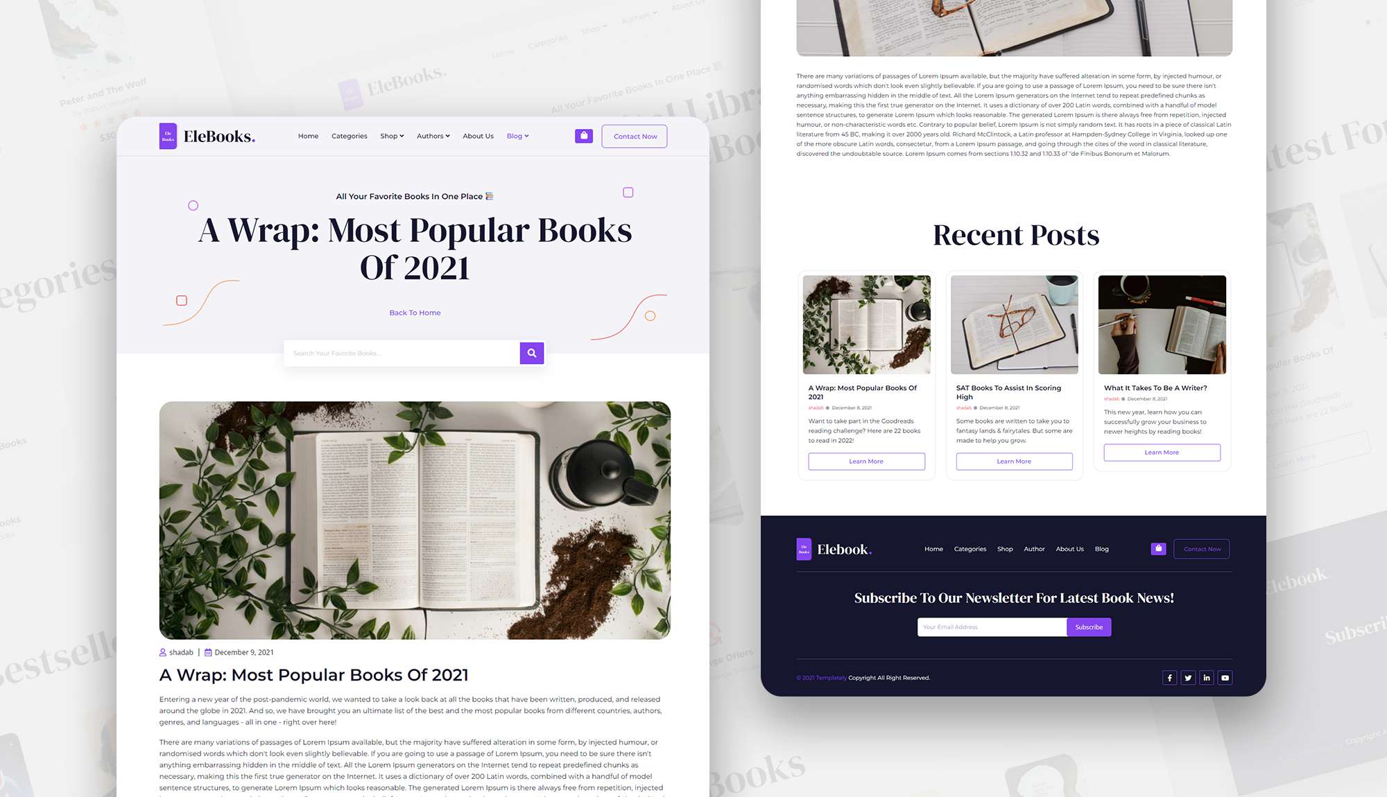 EleBook - eBook Website Template Single Post Page | Templately